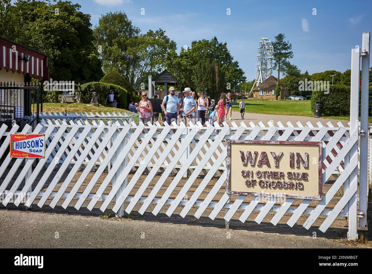 Notice (about the way in) on the crossing barrier of the railway around ...