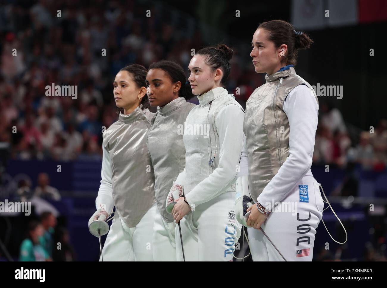 Paris, France. 01st Aug, 2024. Members of the US female team, from L to ...