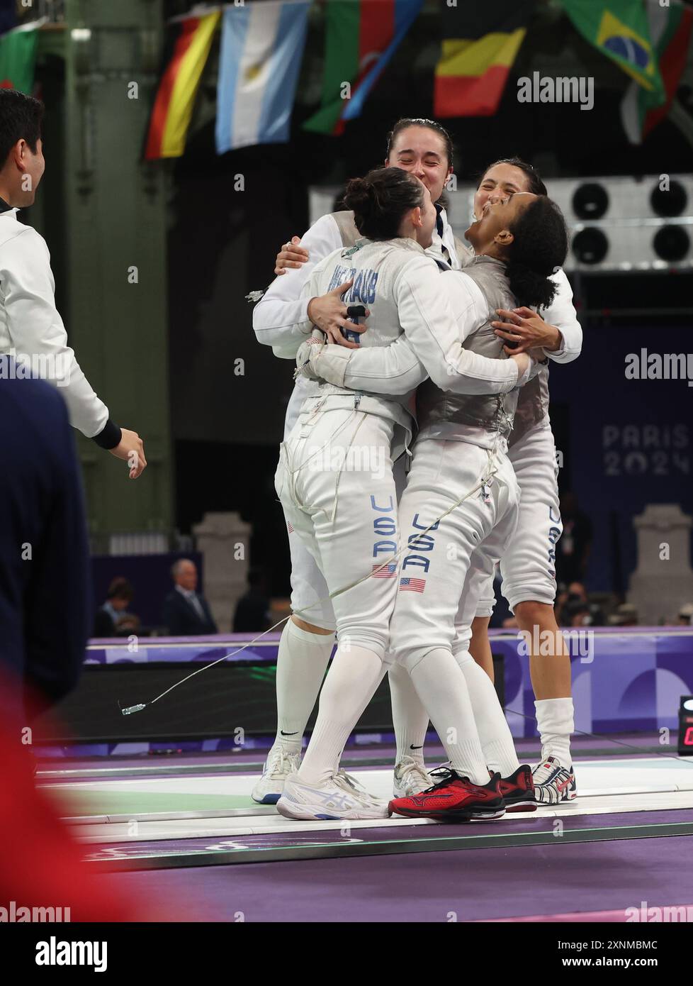 Paris, France. 01st Aug, 2024. Members of the US female team, from L to ...