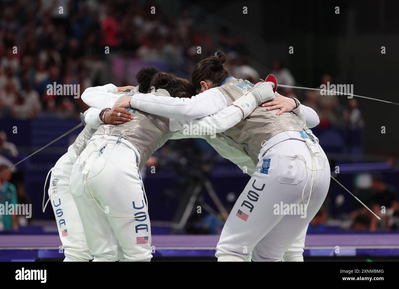 Paris, France. 01st Aug, 2024. Members of the US female team, from L to ...