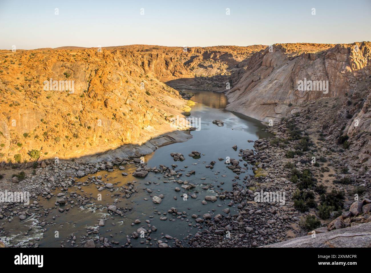 The majestic Orange River ravine, in the golden late afternoon light ...