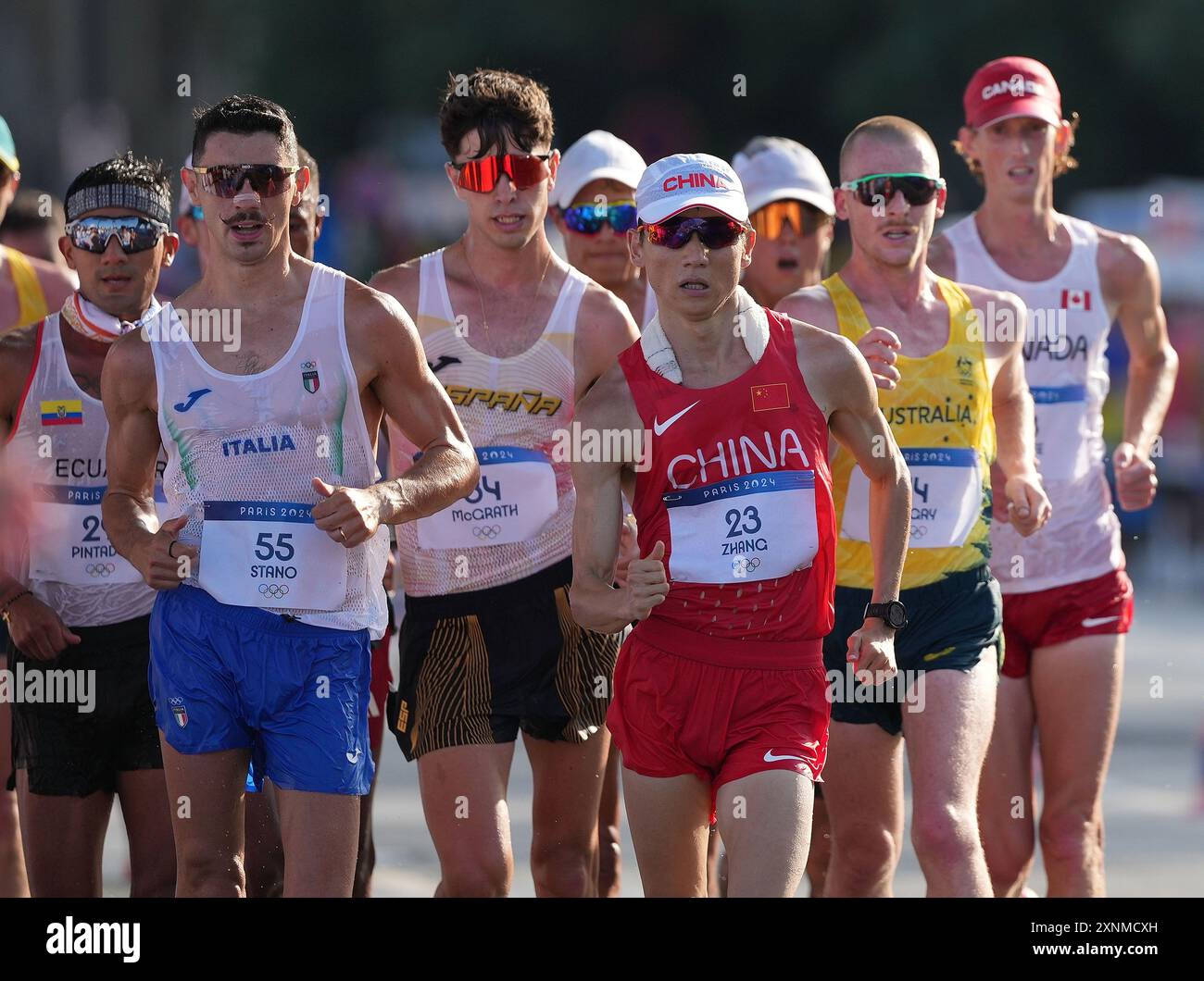 Paris, France. 1st Aug, 2024. Athletes compete during the men's 20km ...