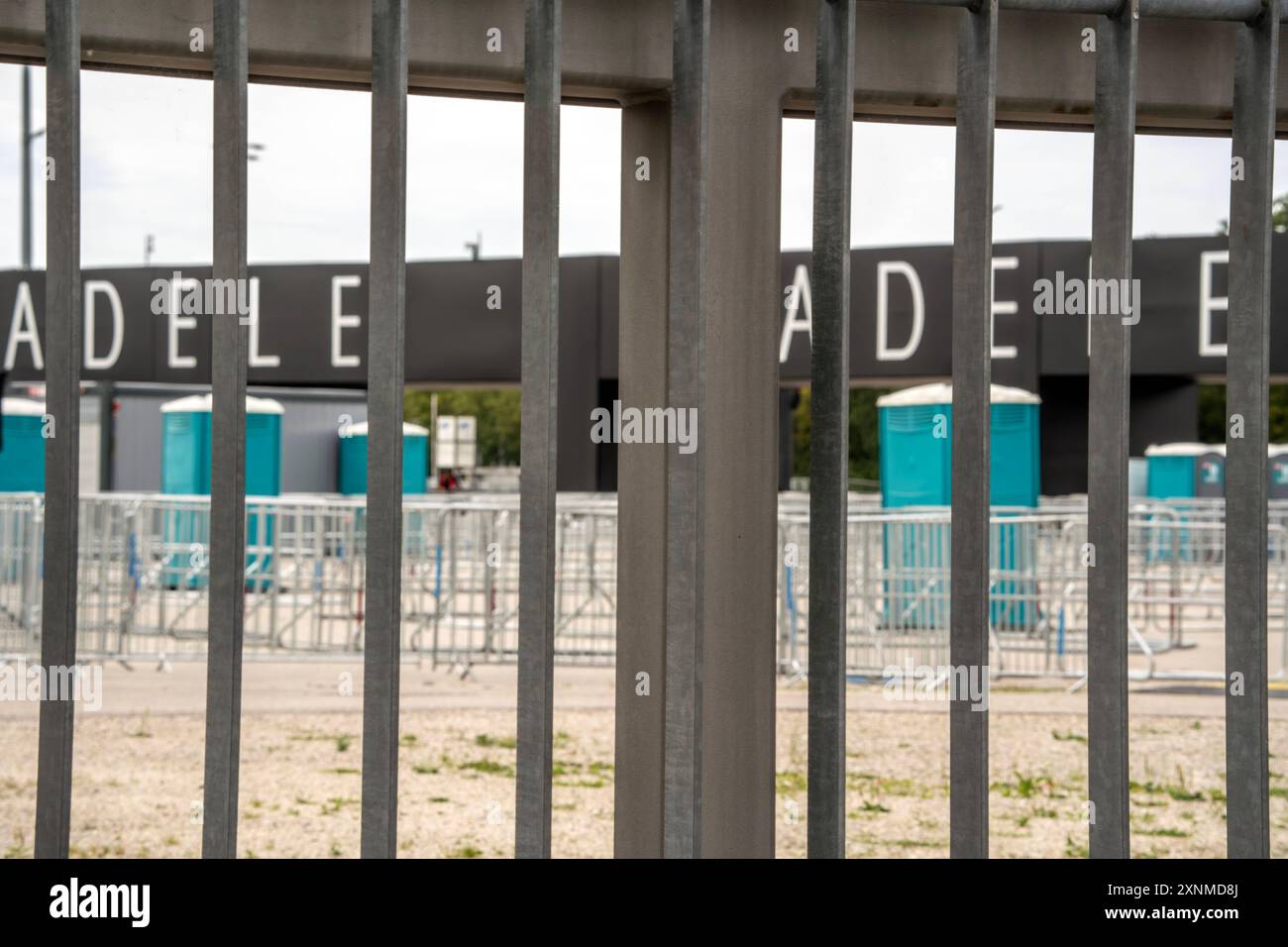 Adele Pop-up-Arena auf dem Messegelände in Riem, Eingangsbereich ...