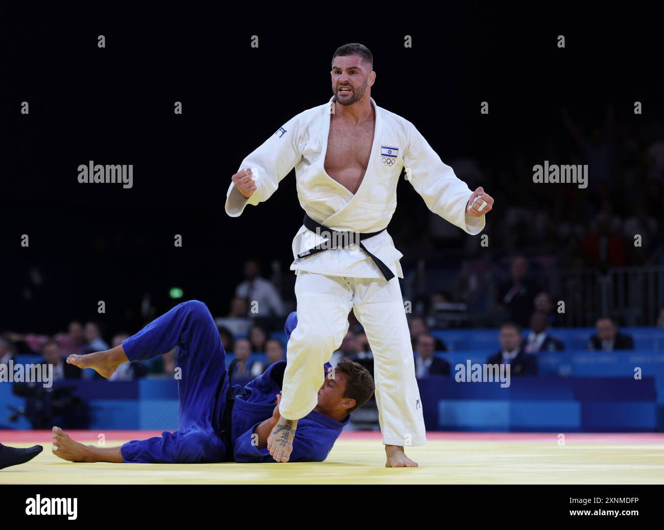 Israel's PALTCHIK Peter reacts after winning the Men -100 kg Contest ...