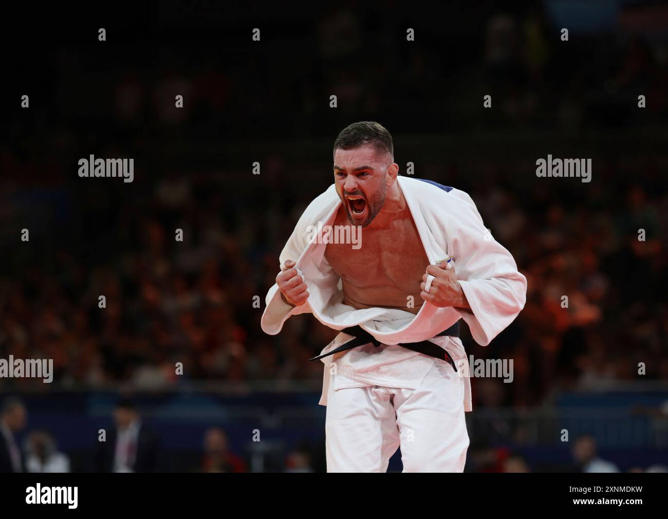 Israel's PALTCHIK Peter reacts after winning the Men -100 kg Contest ...