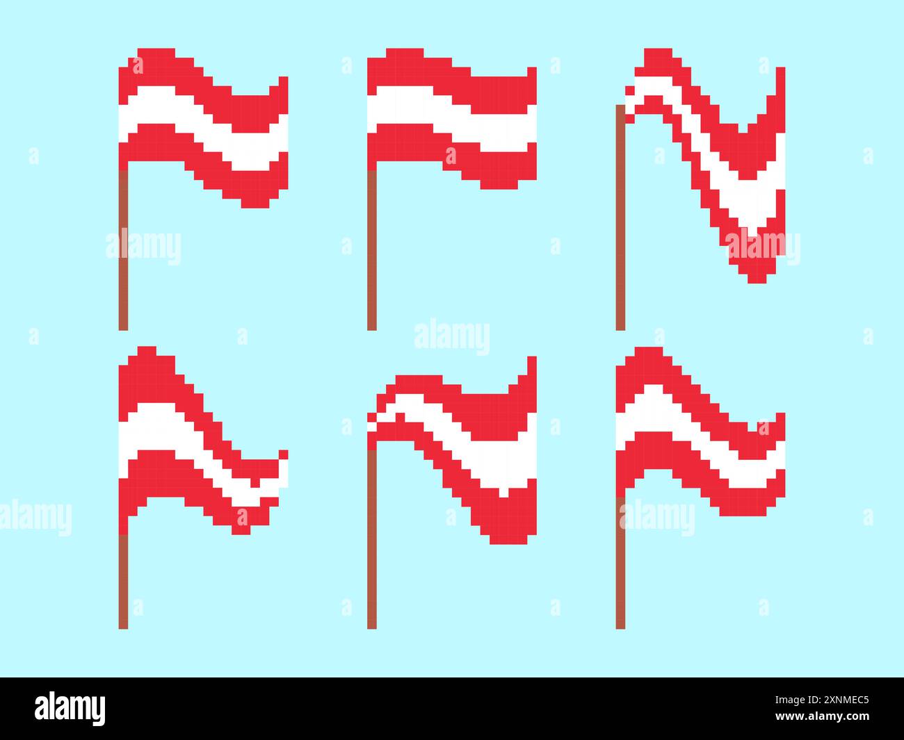 Pixel Austria flag icon set isolated on white background. Waving flag ...