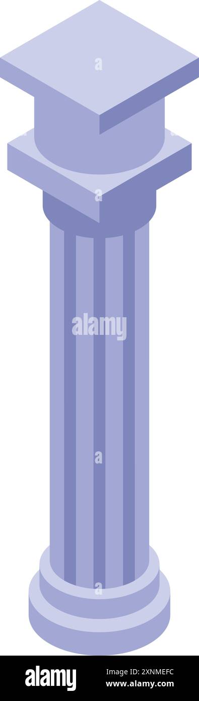 This isometric illustration features a classic greek column, showcasing ...