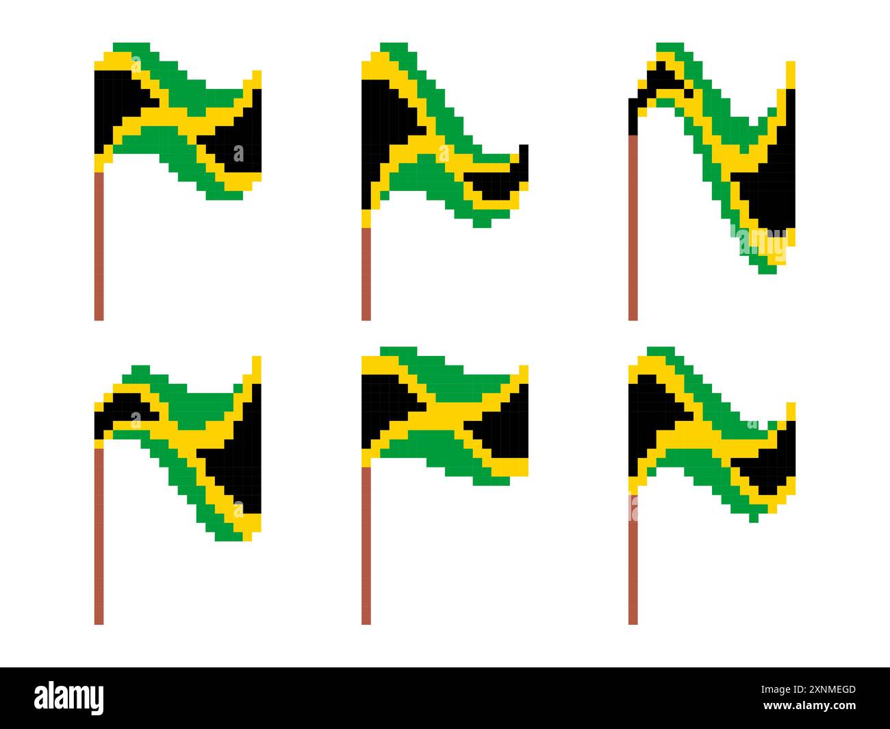 Pixel Brazil flag icon set isolated on white background. Waving Brazil ...