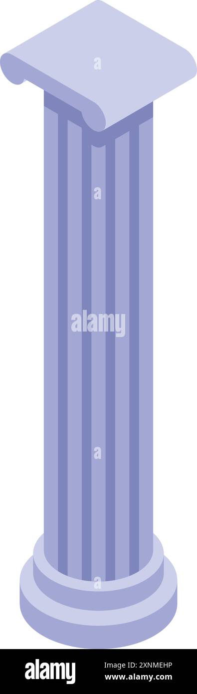 This isometric icon showcases an ancient column, symbolizing classical ...