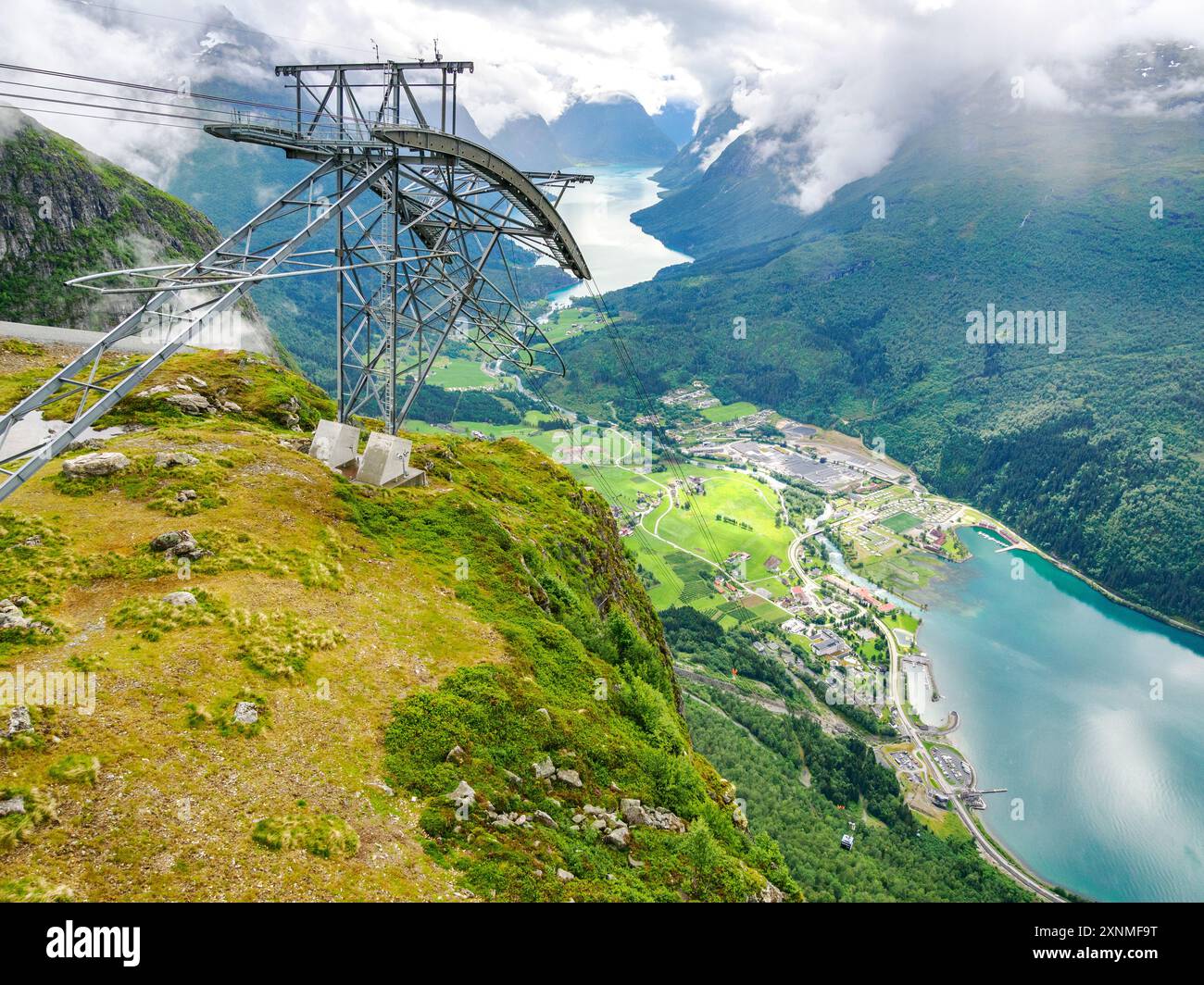 Dramatic views of cloud wreathed Lodalen and Lovatnet off Nordfjord in ...