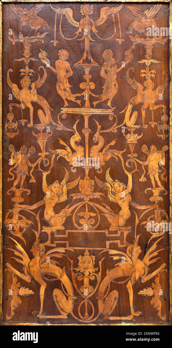 PERUGIA, ITALY - MAY 16, 2024: The detail of intarsia on the ...