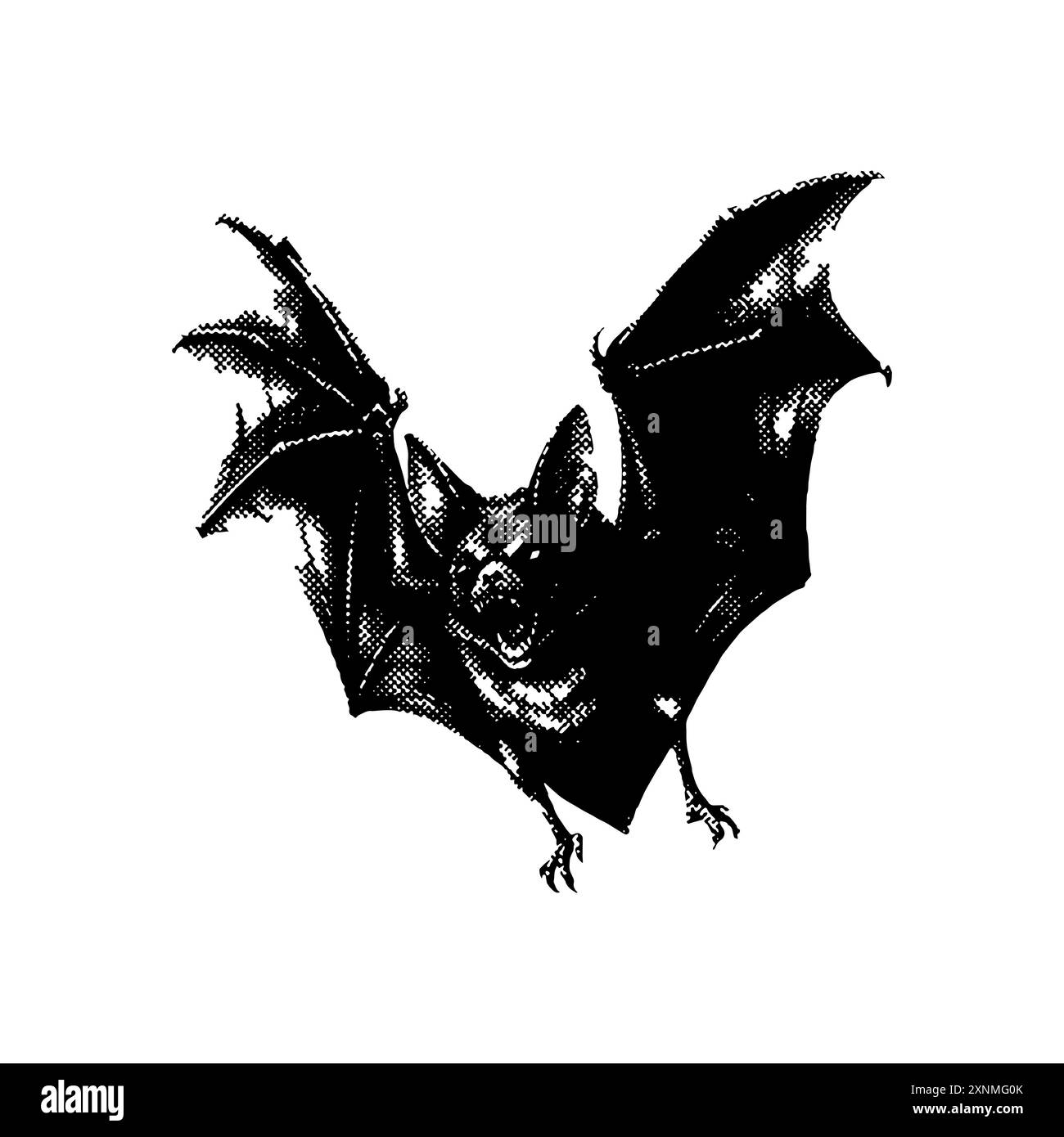 Halftone Bat, Halloween collage element. Isolated on white background ...