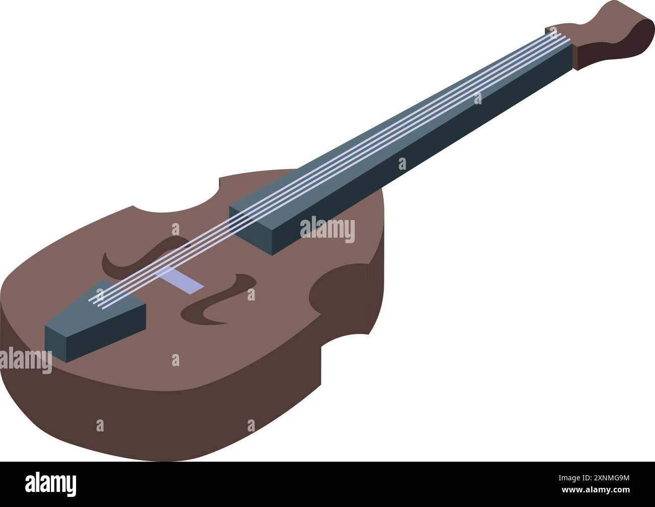 Isometric icon of a brown violin lying down with its strings showing ...