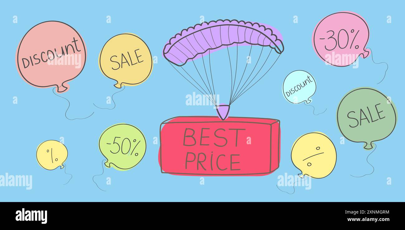 Cartoon bright vector signs, inscriptions Best price, Discount, Sale ...