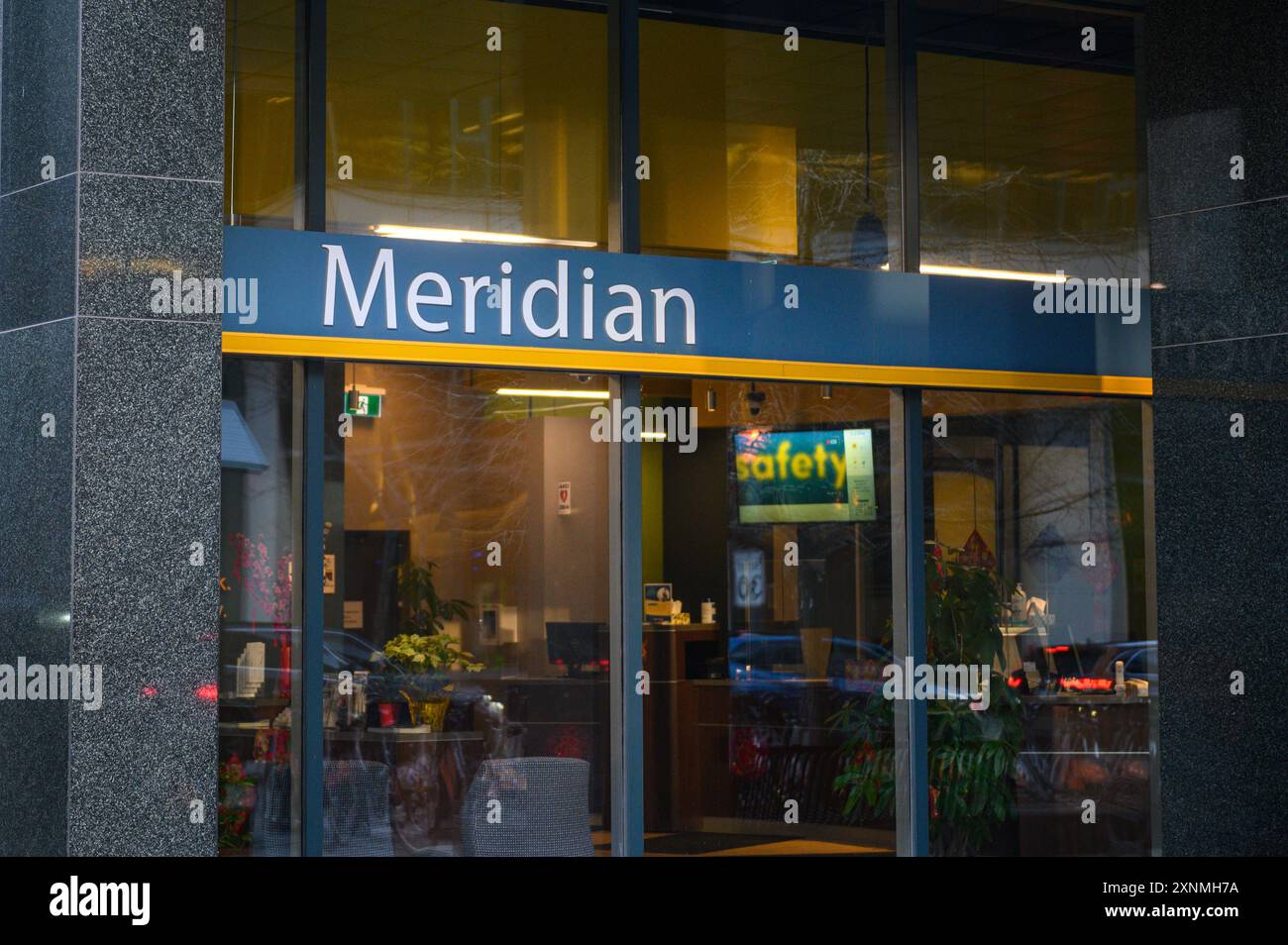 Toronto, ON, Canada - February 17, 2023: View at Meridian Bank logo in ...