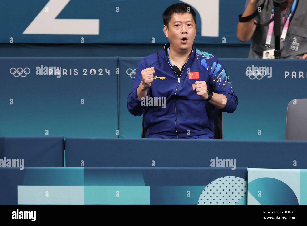 Paris, France. 1st Aug, 2024. Qiu Yike, coach of Sun Yingsha of China ...