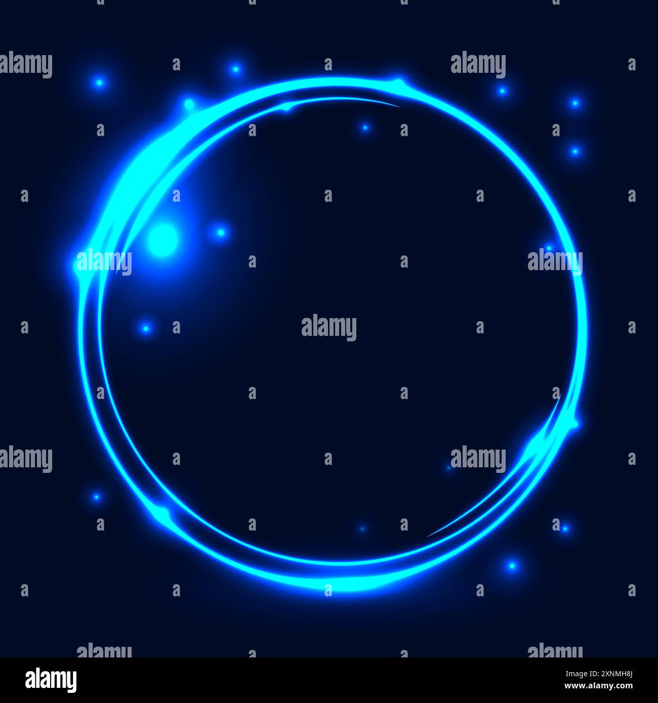 Blue neon circle border background Stock Vector Images - Alamy