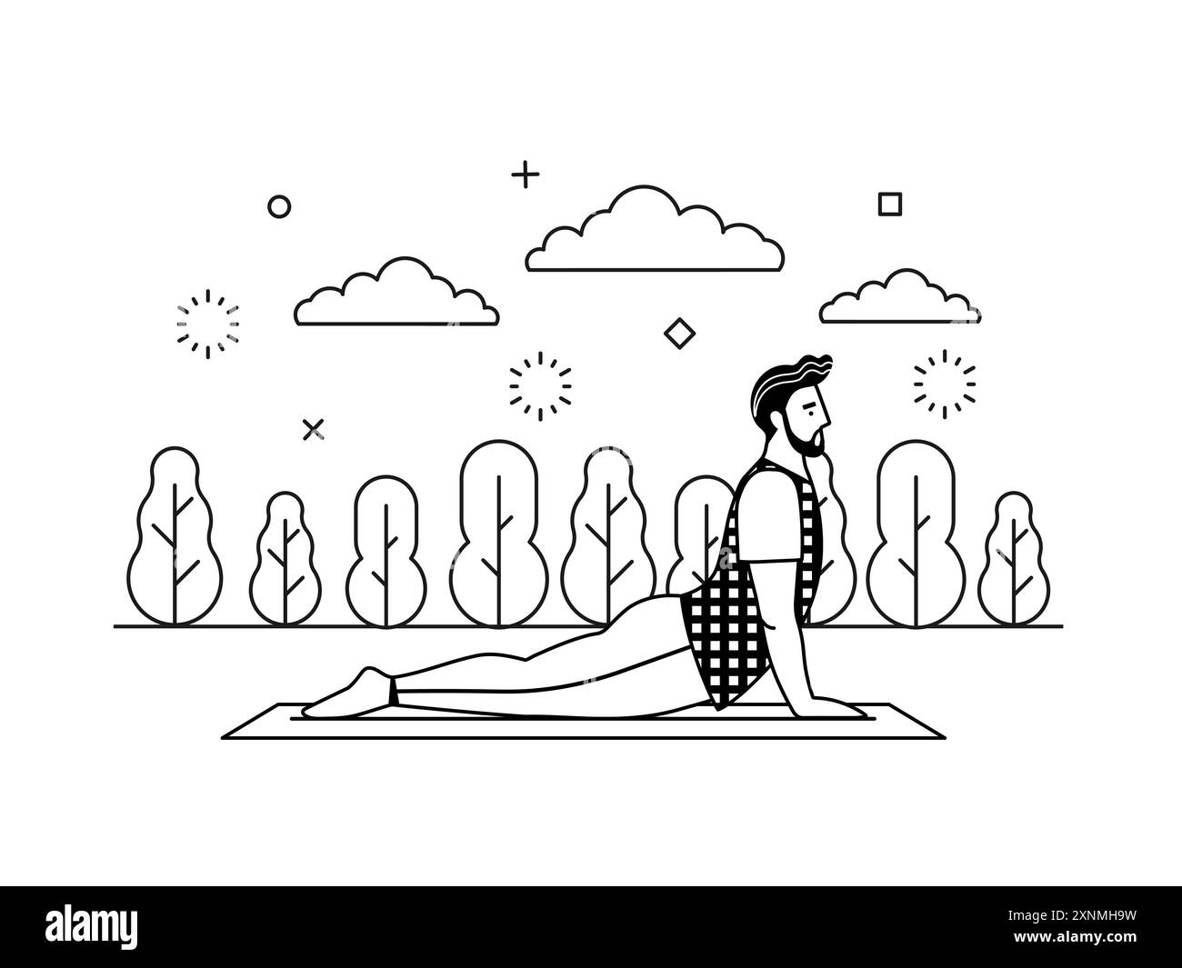 Line fitness man doing Cut Out Stock Images & Pictures - Alamy