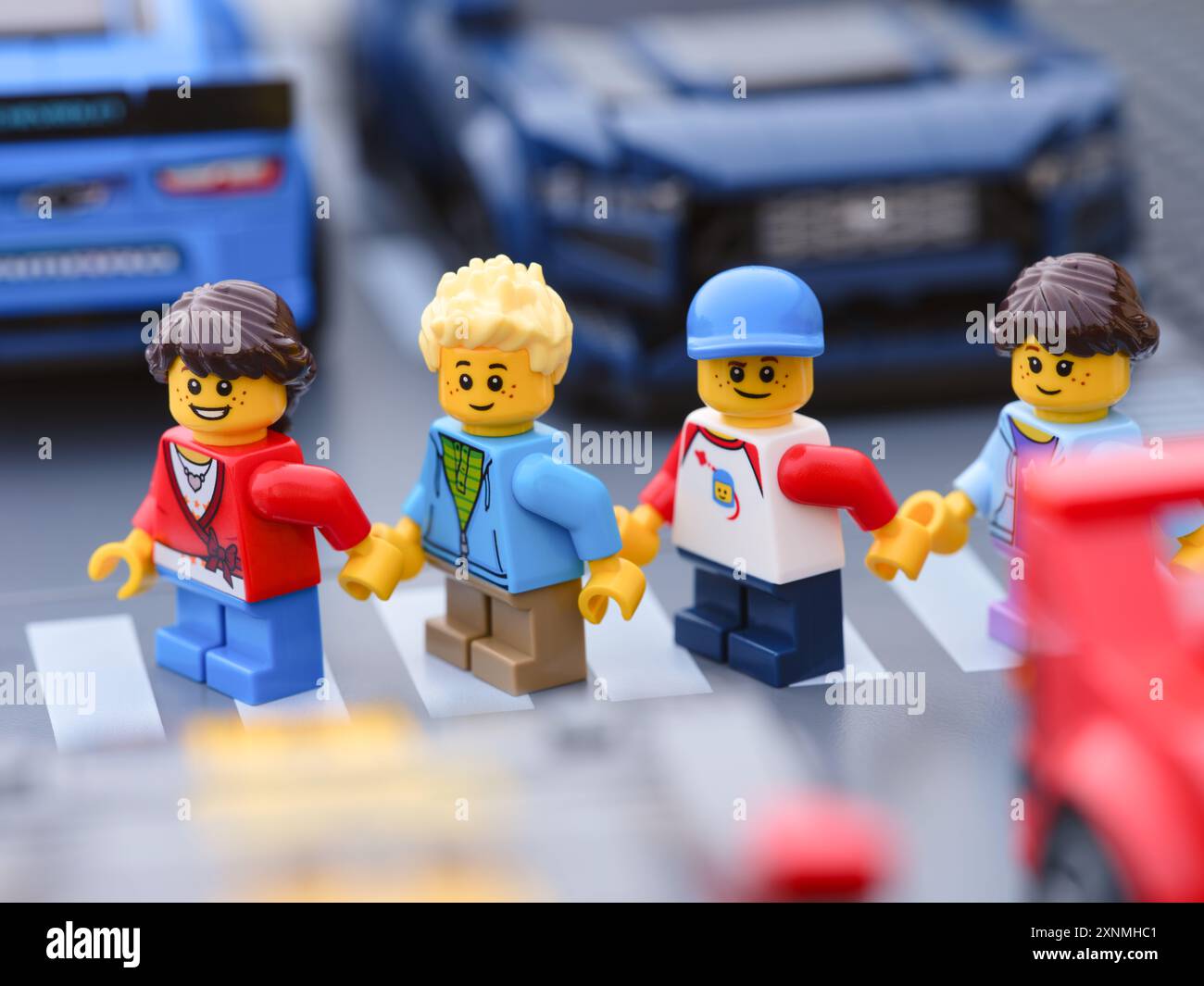 Tambov, Russian Federation - July 17, 2024 Group of Lego children ...