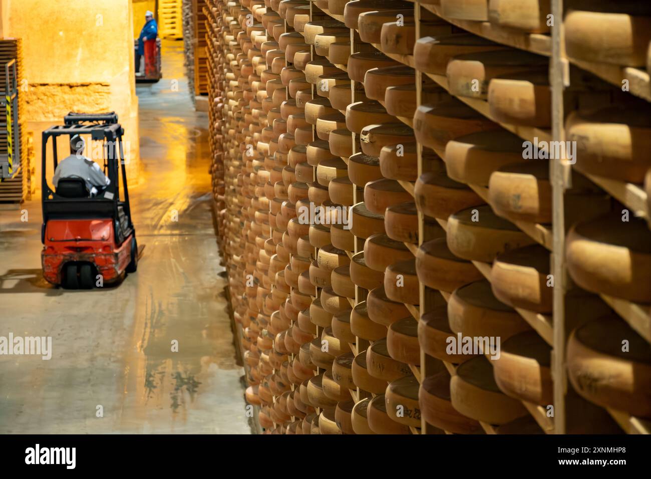 Aging rooms with many shelves in cheese caves, central location for ...