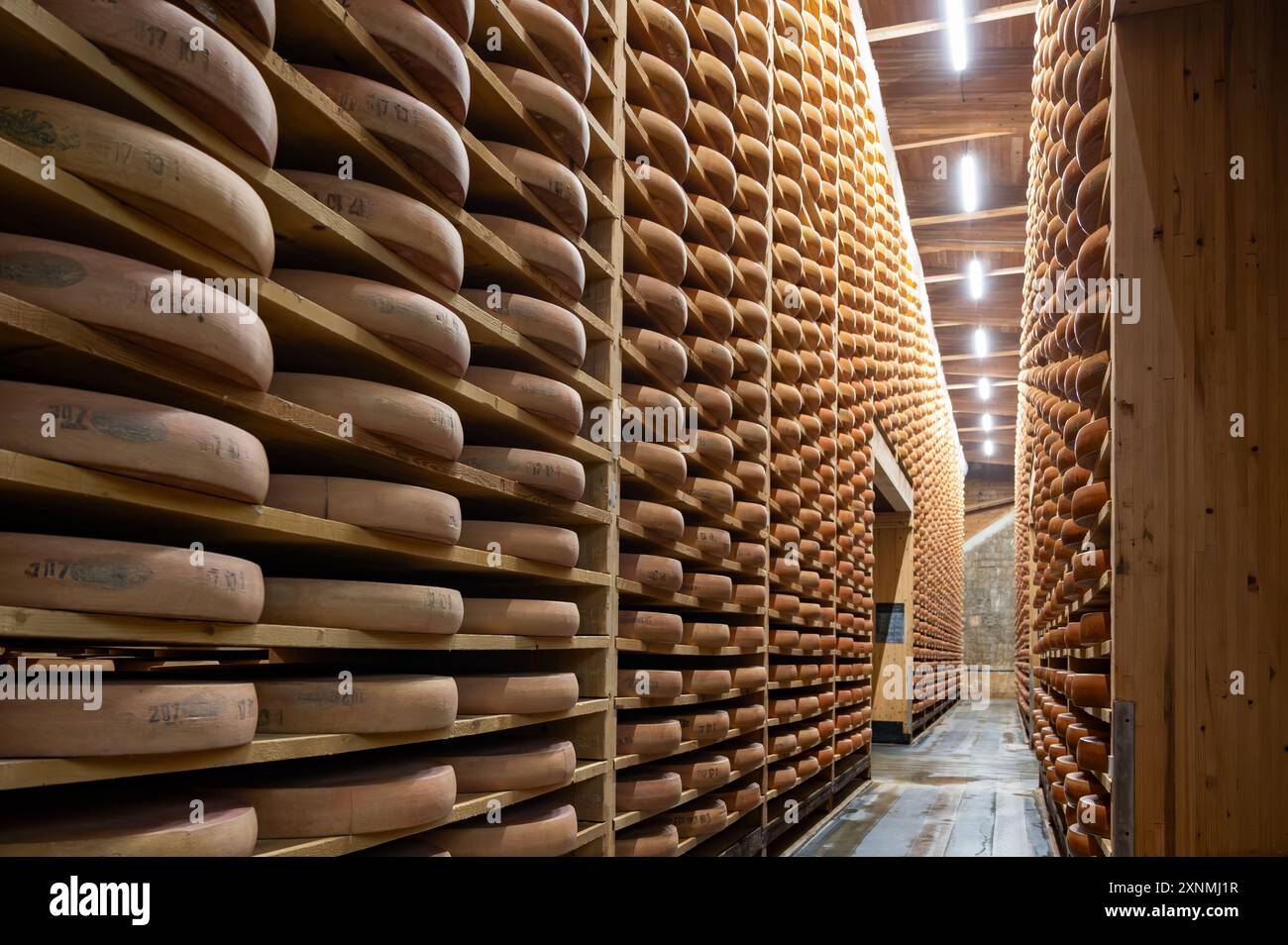 Aging rooms with many shelves in cheese caves, central location for ...