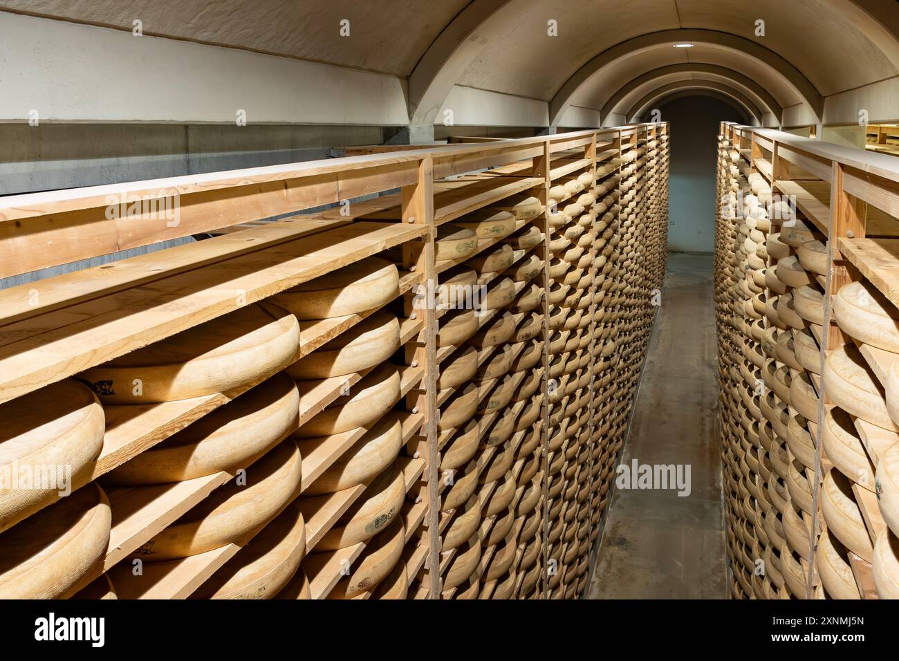 Aging rooms with many shelves in cheese caves, central location for ...