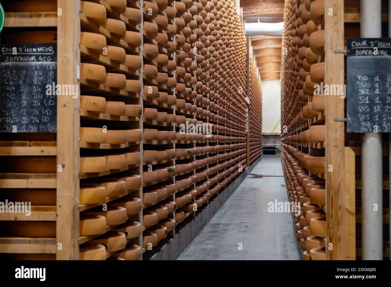 Aging rooms with many shelves in cheese caves, central location for ...