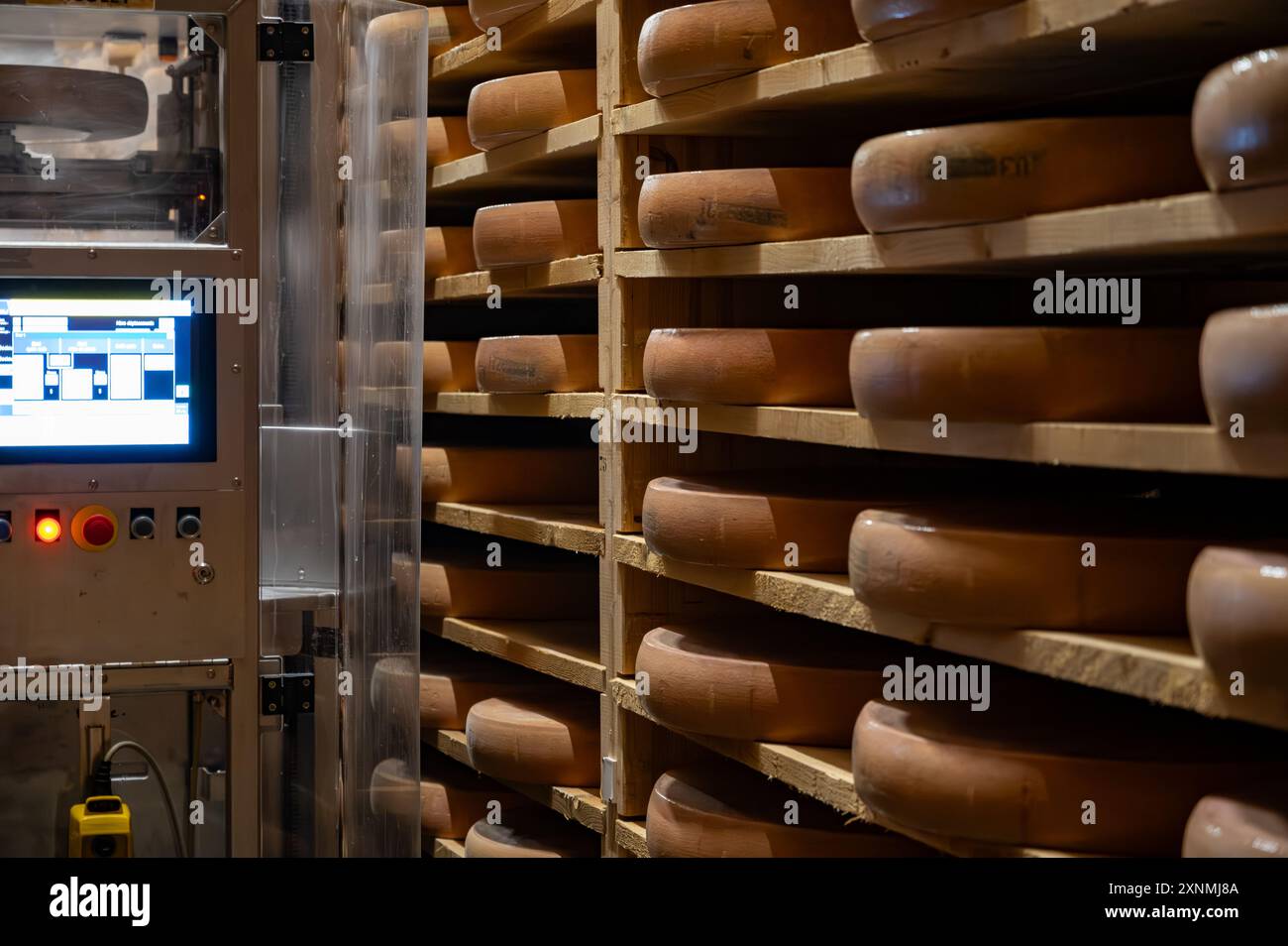 Aging rooms with many shelves in cheese caves, central location for ...