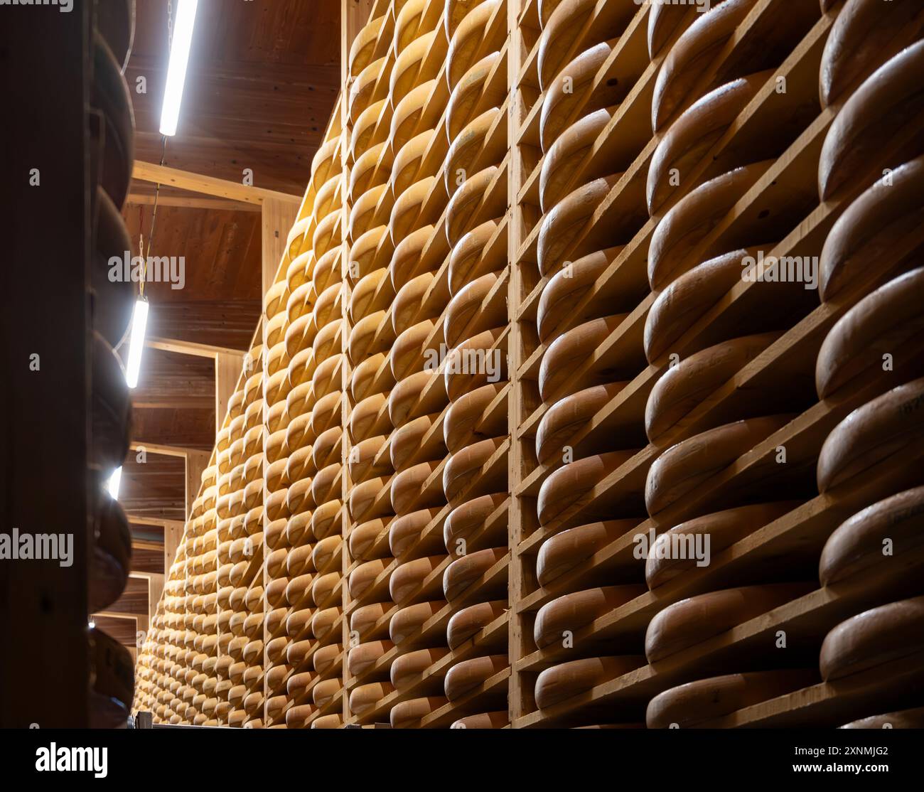 Aging rooms with many shelves in cheese caves, central location for ...