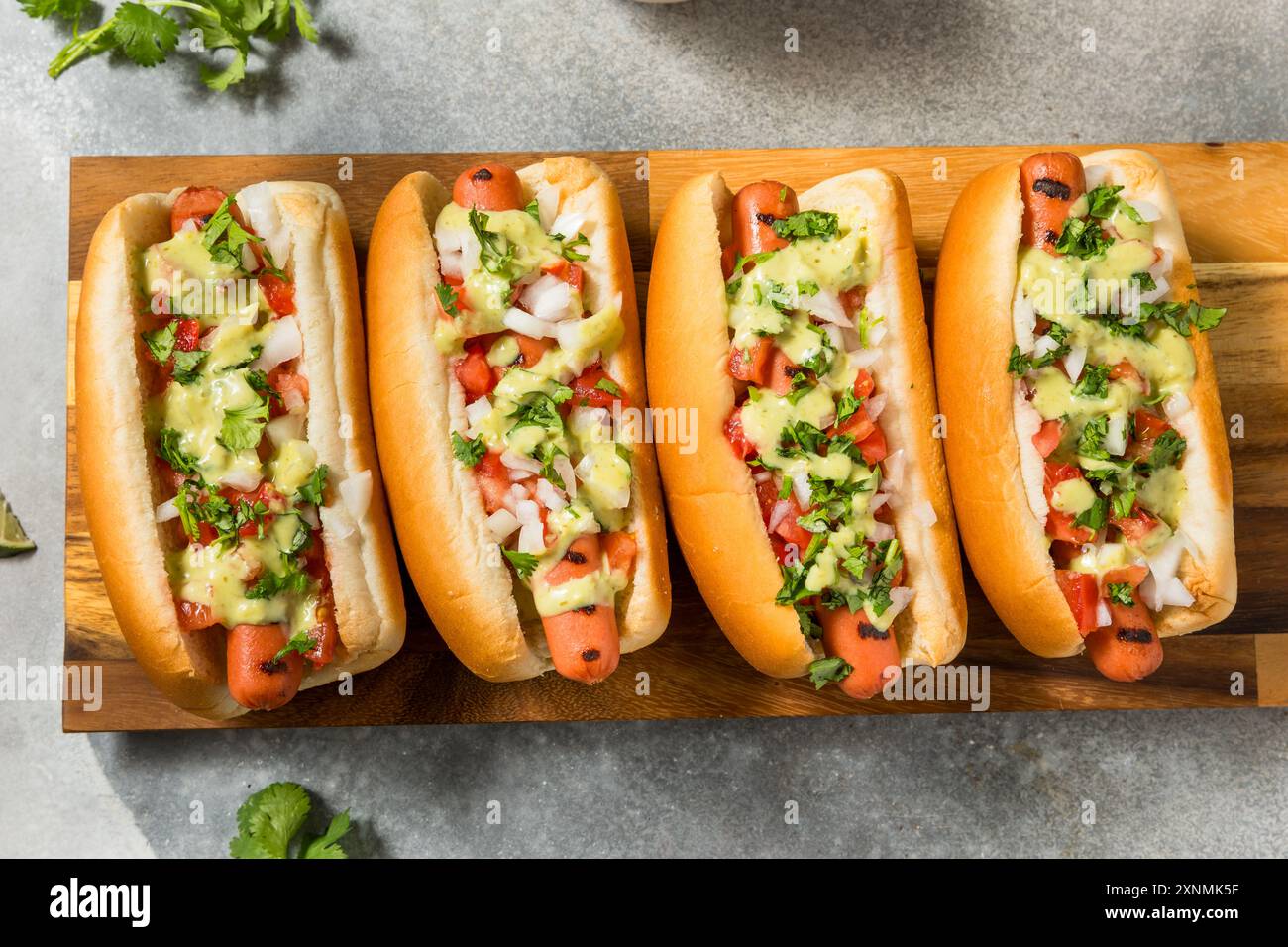 Spicy Homemade Mexican Hot Dogs with Cilantro Onion and Avocado Salsa ...