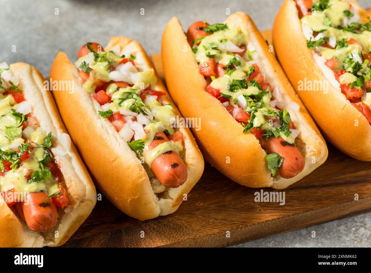 Spicy Homemade Mexican Hot Dogs with Cilantro Onion and Avocado Salsa ...