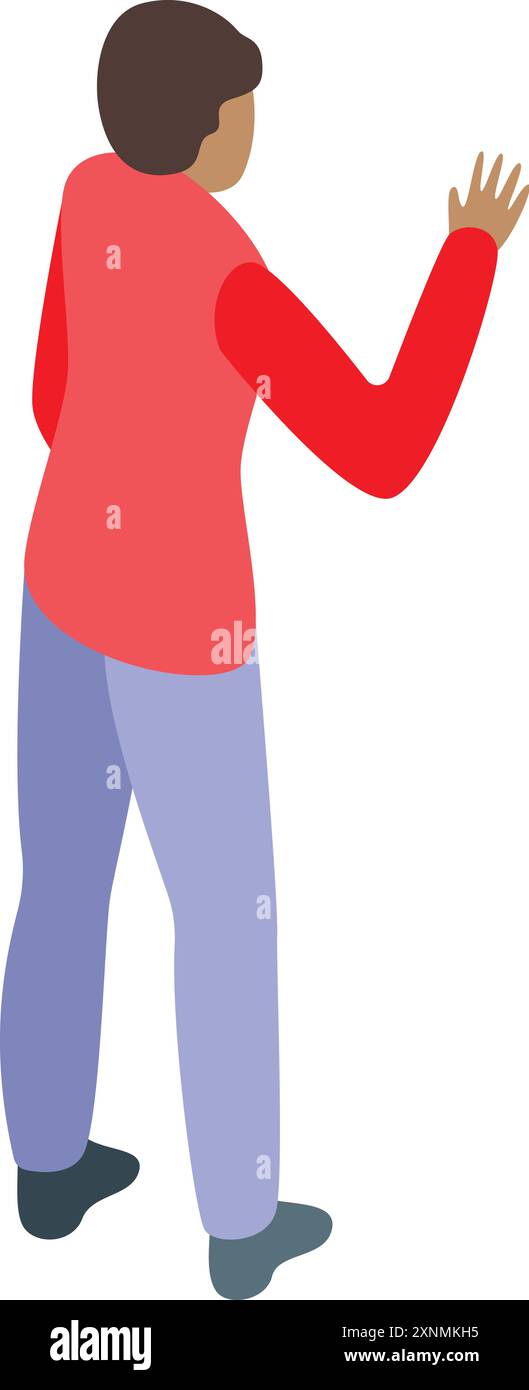 Young man standing and waving his hand Stock Vector Image & Art - Alamy