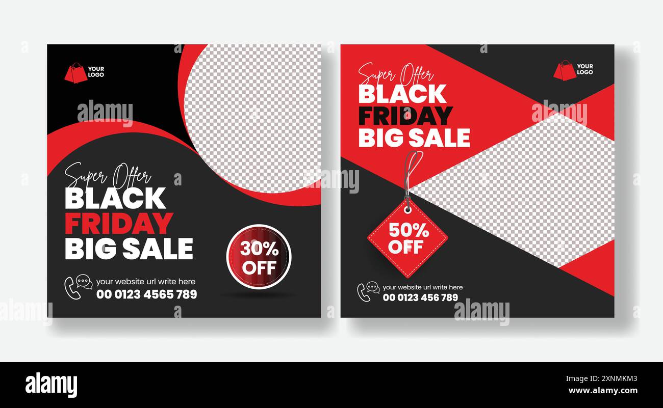Black Friday sale promotional social media posts, web banner ads ...