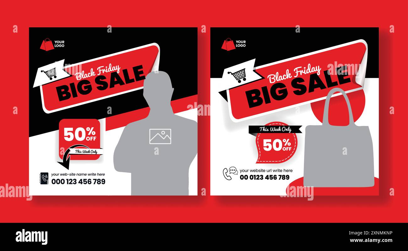 Black Friday sale promotional social media posts, web banner ads ...
