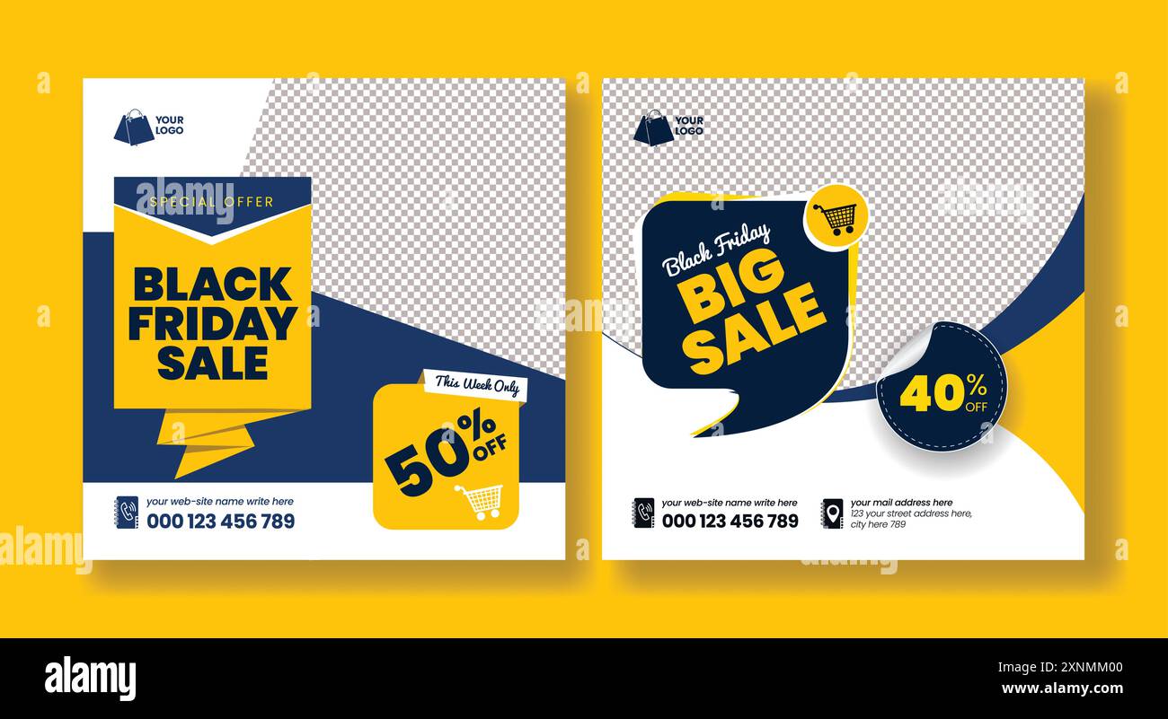 Black Friday sale discount offer social media posts, banner, ads ...