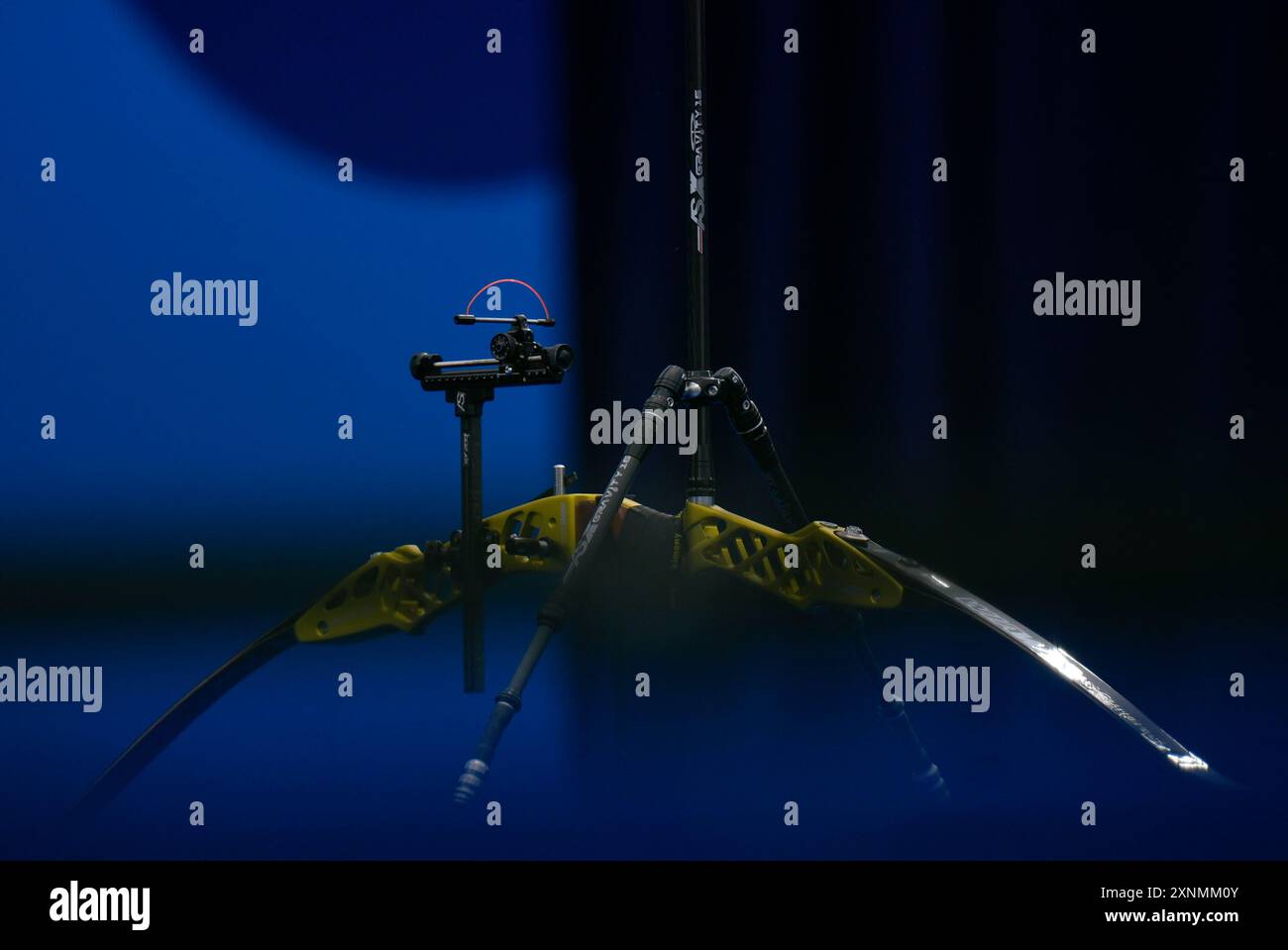 A bow sits during the Archery individual elimination round at the 2024 ...