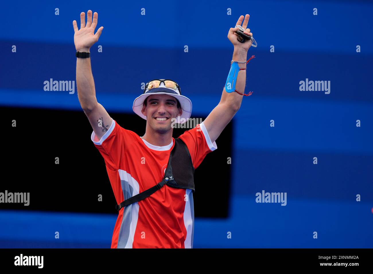 Turkey's Berkim Tumer celebrates a win during the Archery individual ...