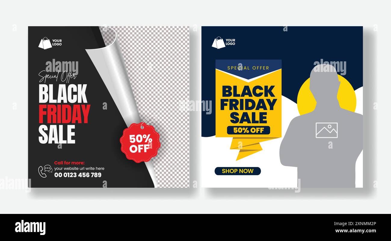 Black Friday sale discount offer social media posts, banner, ads ...