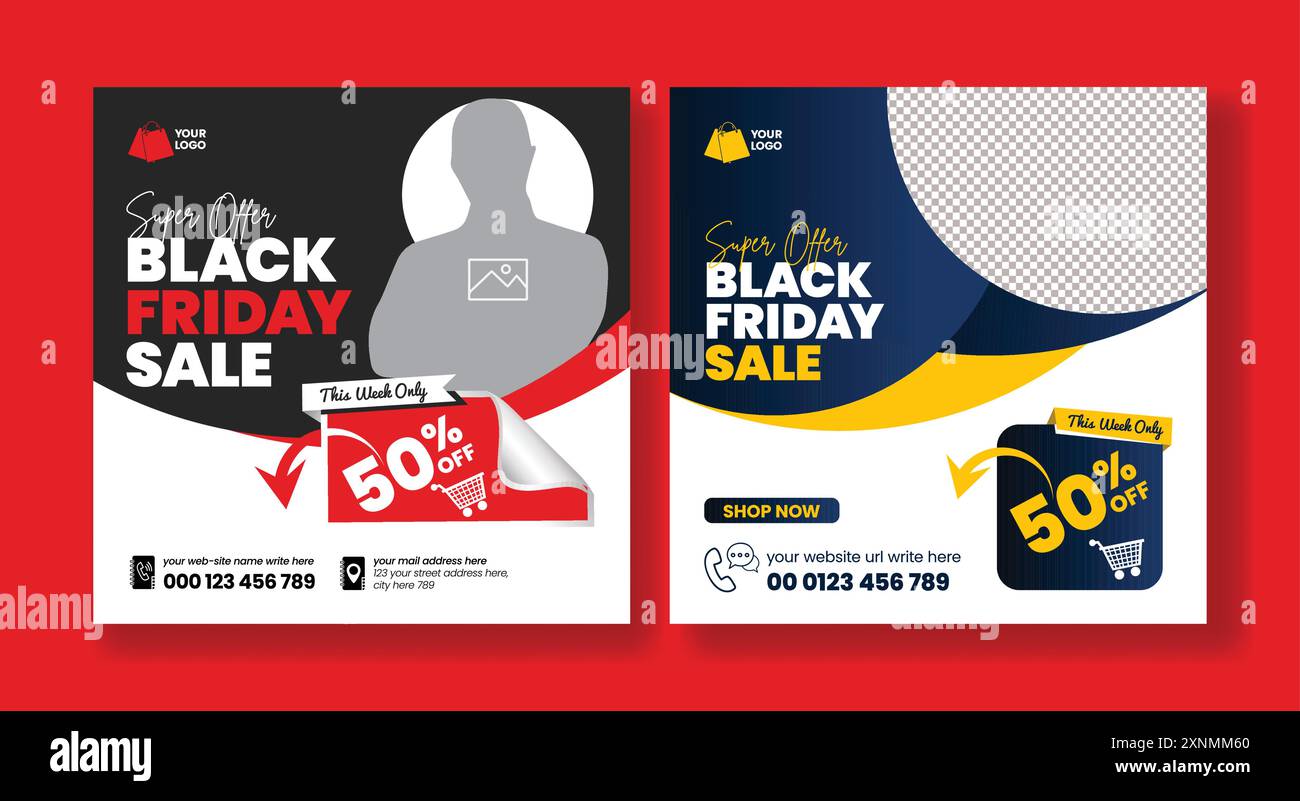 Black Friday sale discount offer social media posts, banner, ads ...