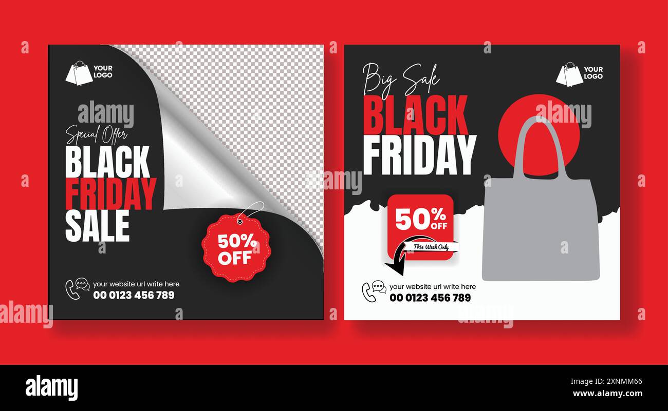 Black Friday sale discount offer social media posts, banner, ads ...
