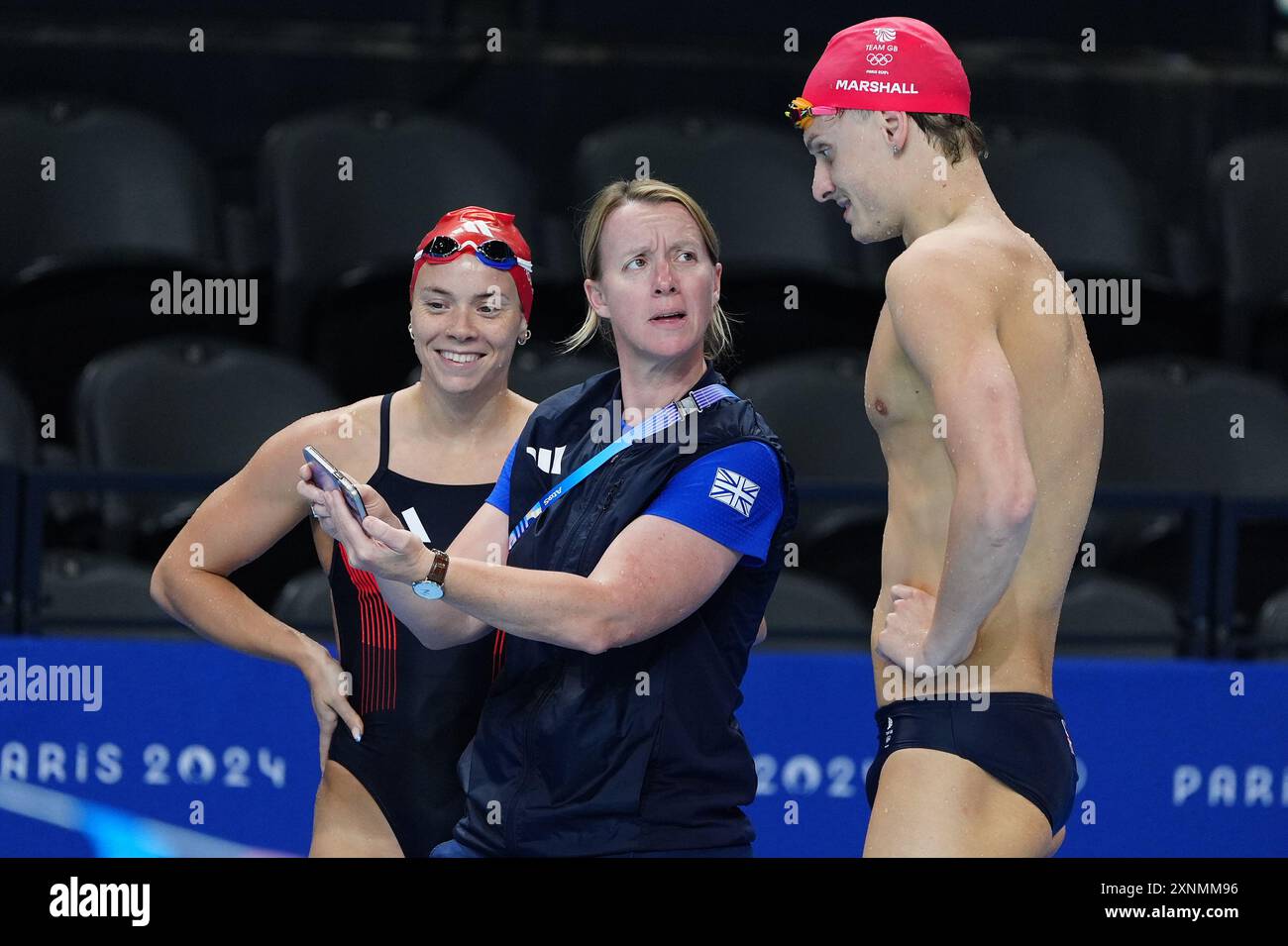 Great Britain Swimming Coach Melanie Marshall (centre) in with Lucy ...