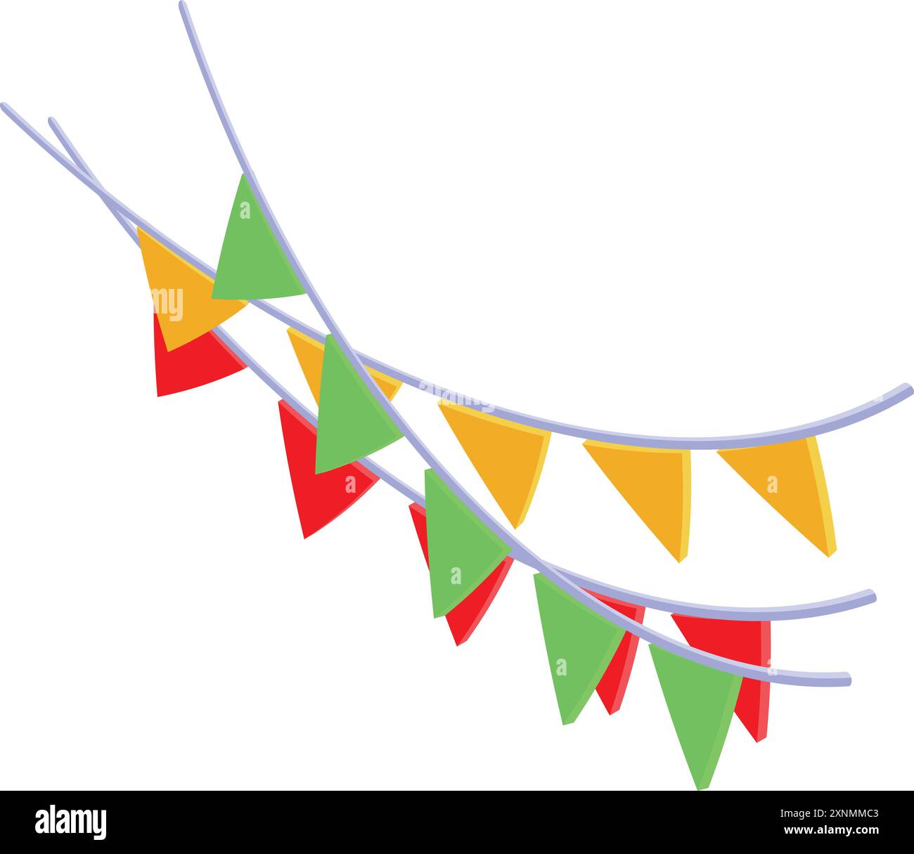Colorful triangle flags are hanging on string, bringing festive ...