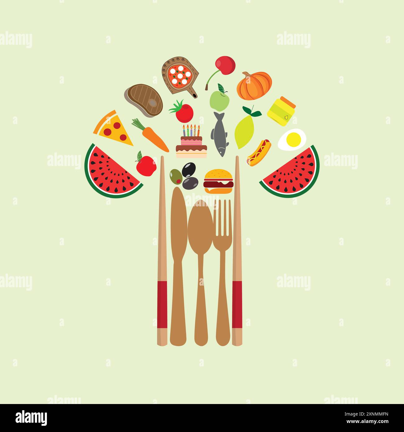 Spoon fork fruit Stock Vector Images - Alamy