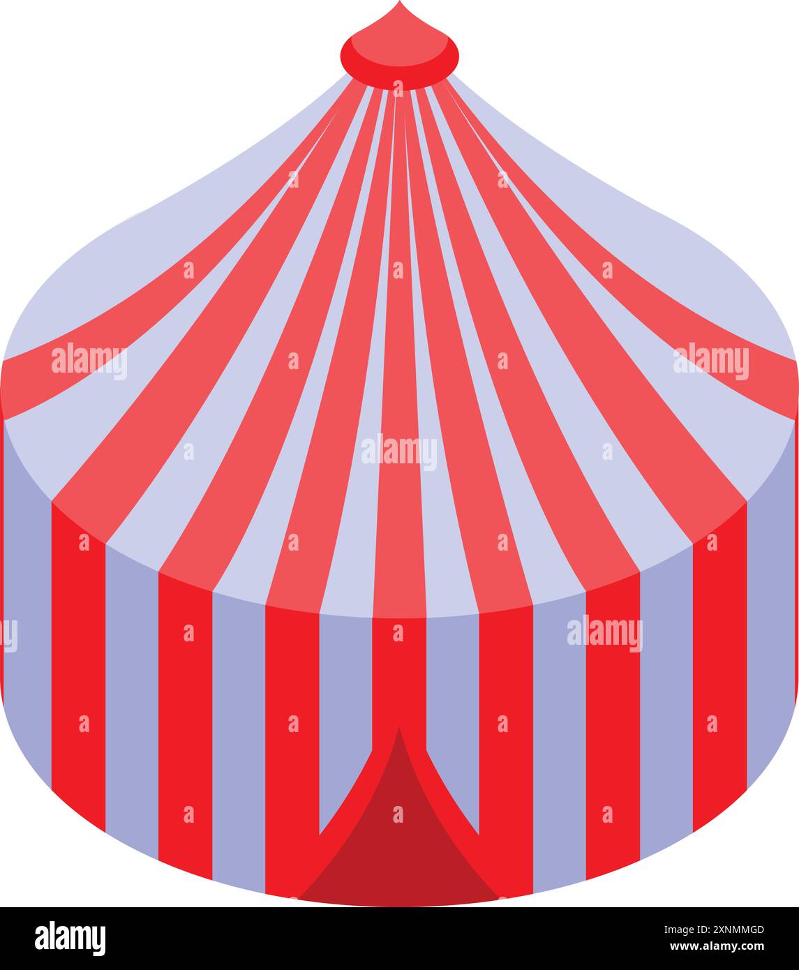 Large circus tent with red and white stripes is standing on the ground ...