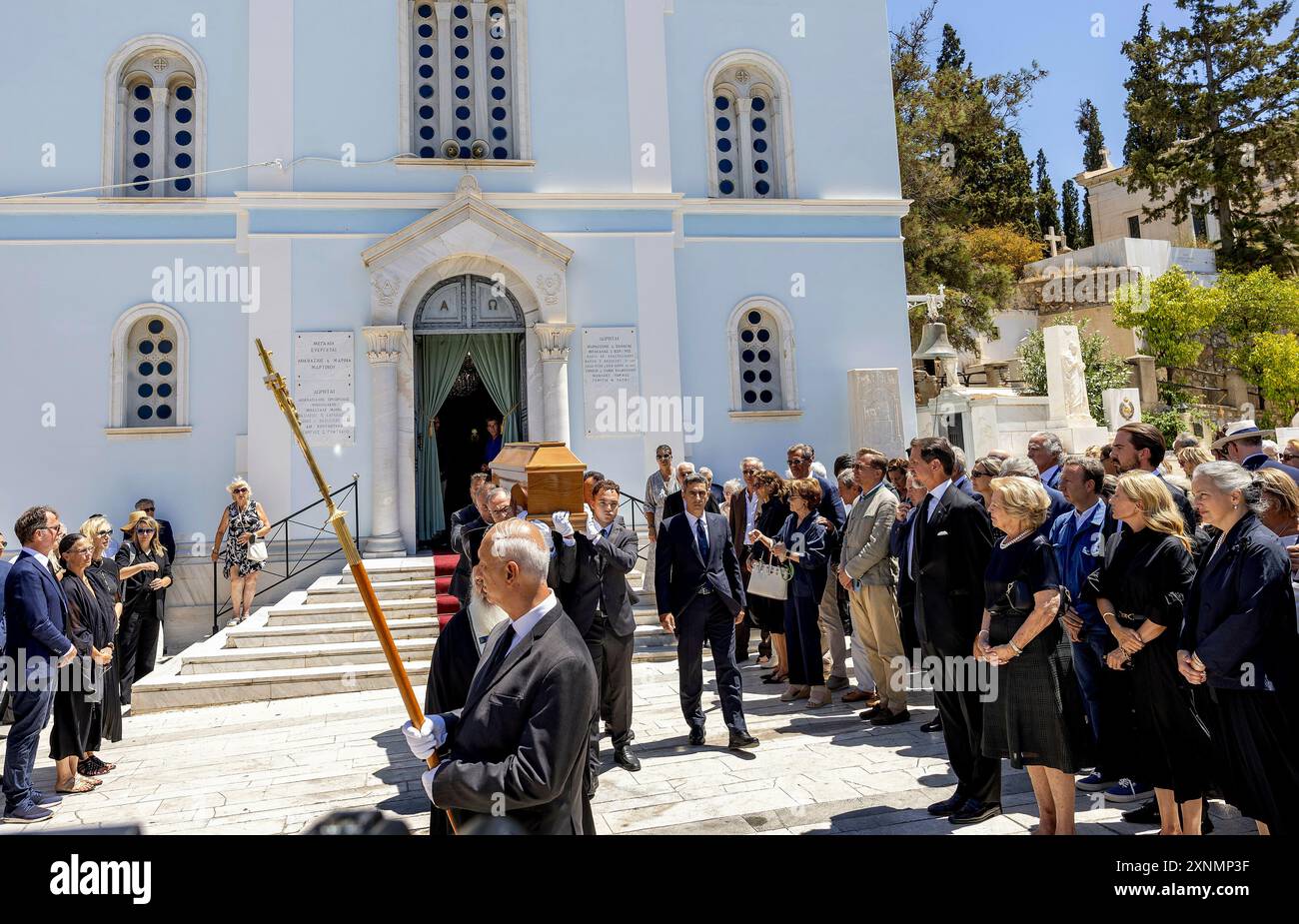 ATHENS, Greece 01 08-2024 The coffin leaves the Church of Saint ...