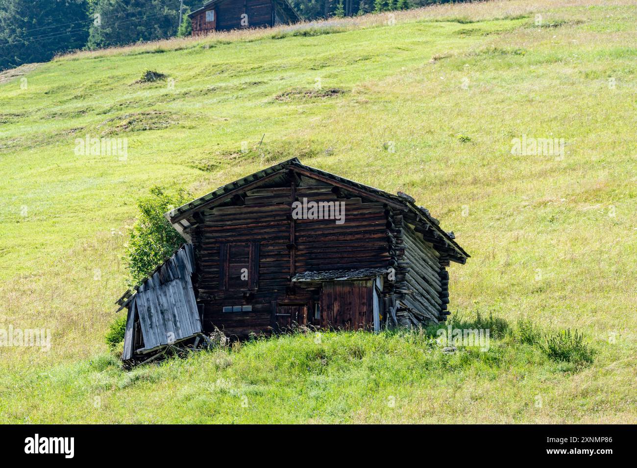 Rustic hillside chalet or shack in Gimmelwald, Switzerland Stock Photo ...