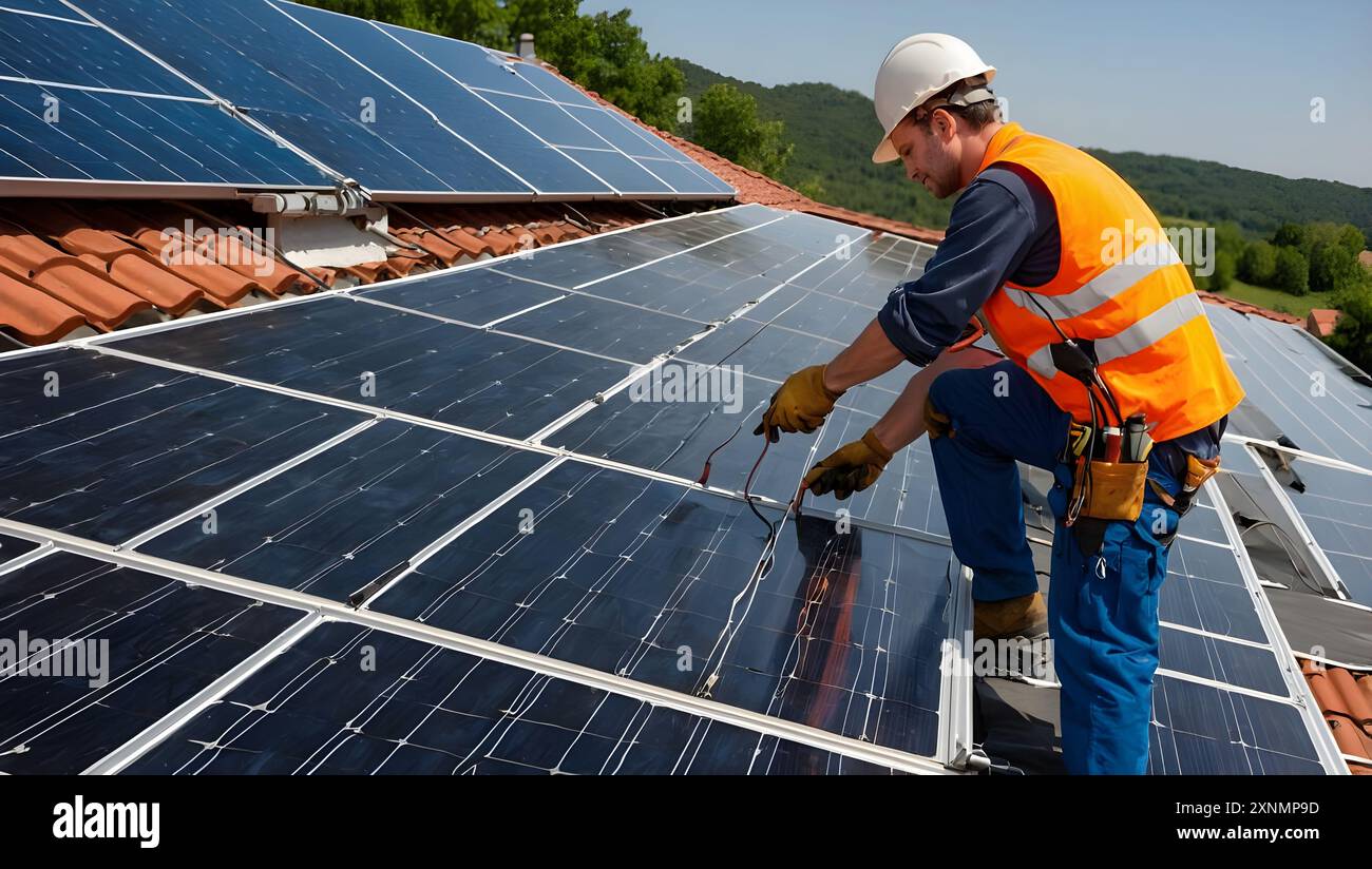 Worker building photovoltaic solar hi-res stock photography and images ...
