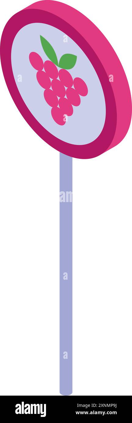 Delicious raspberry lollipop with a bright pink candy coating ...