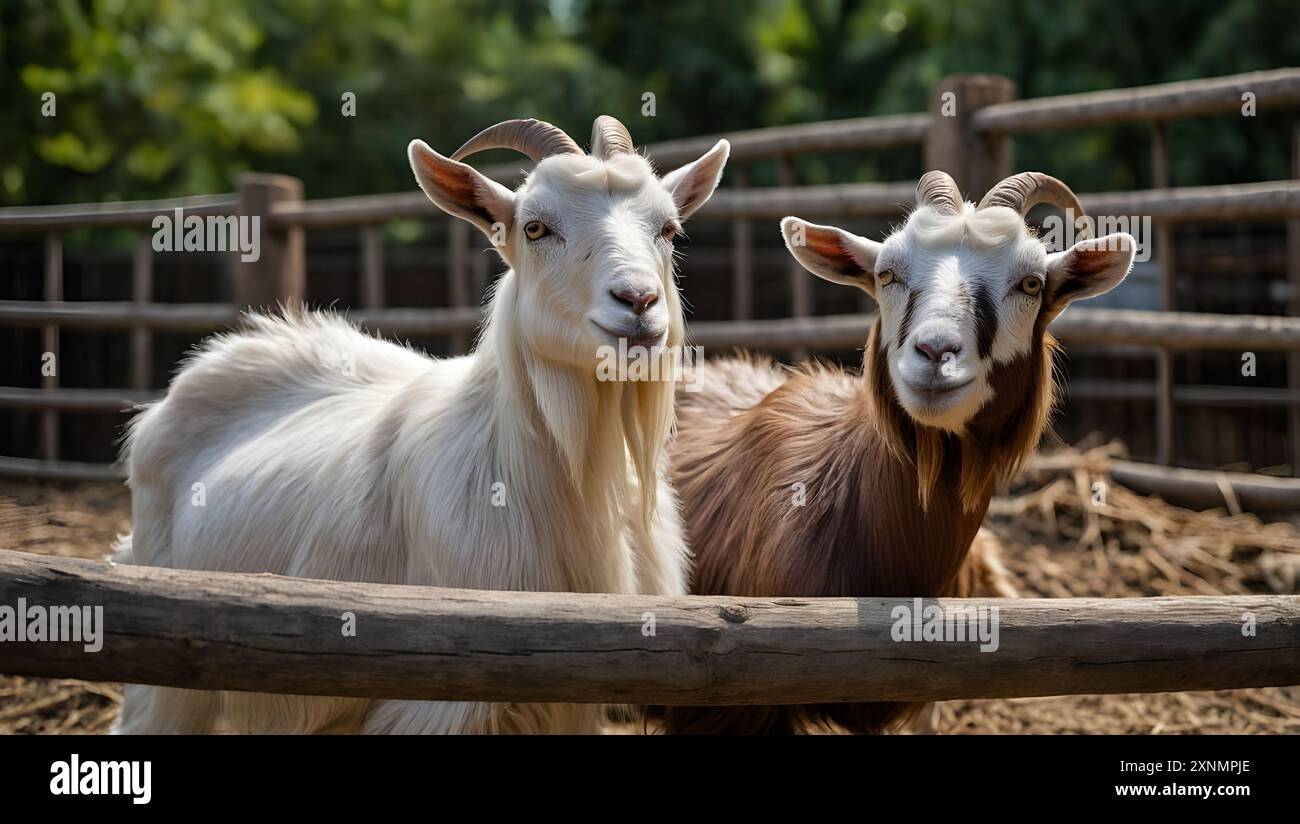 Goat farm view, domestic goats on the farm close up Stock Photo - Alamy