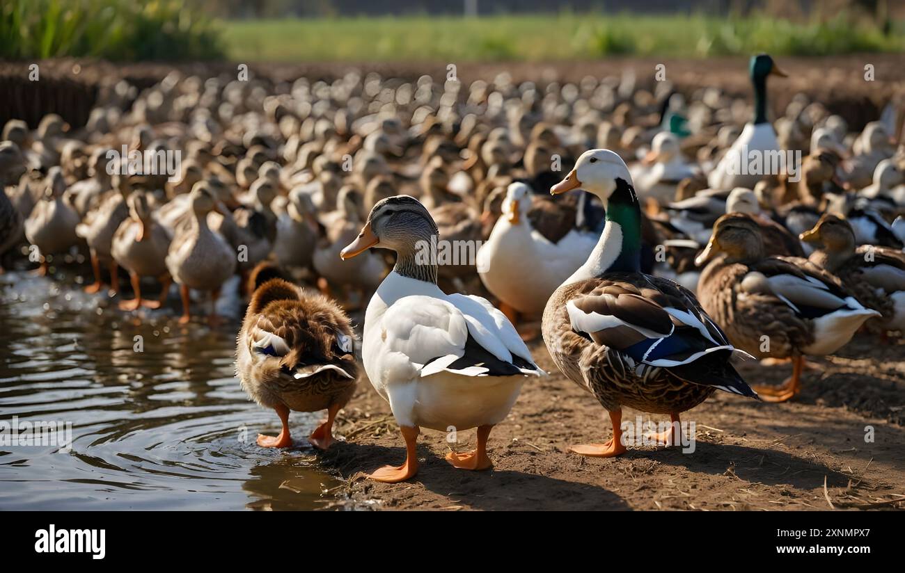 View of a duck farm, close-up of domestic ducks on a farm Stock Photo ...
